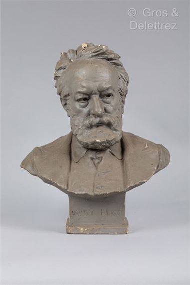 Louis-Ernest Barrias | Bust of Victor Hugo Proof in grey patinated ...