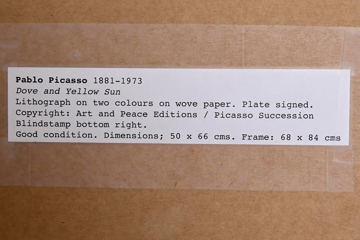 Pablo Picasso | Dove and Yellow Sun | MutualArt