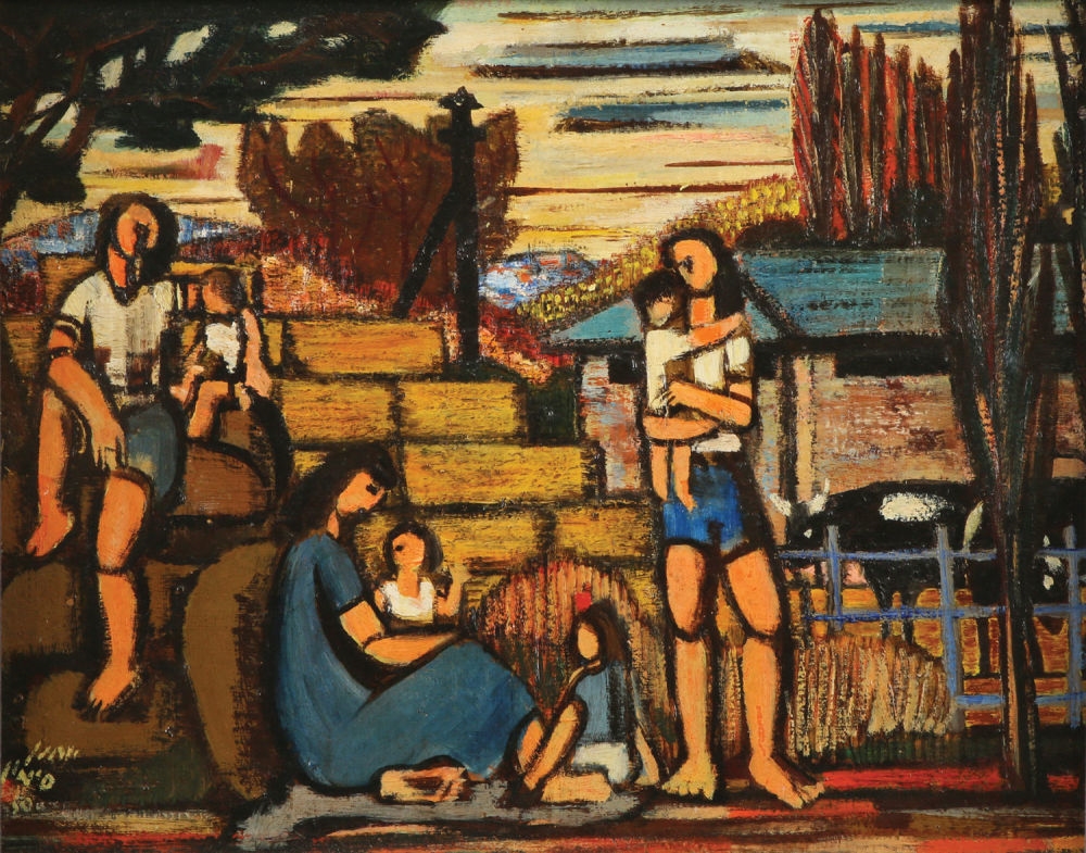 Yohanan Simon | Figures in the Kibbutz (1950) | MutualArt