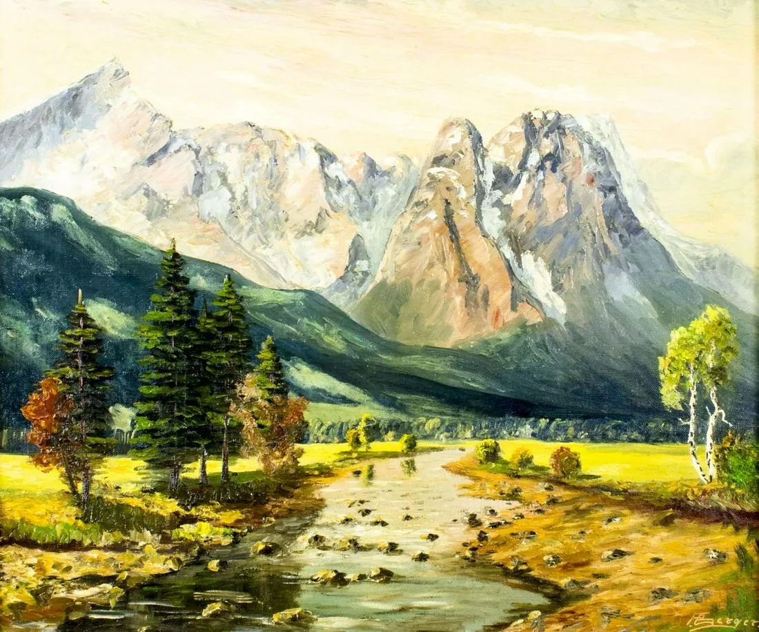 F. Berger | Mountain River Landscape | MutualArt