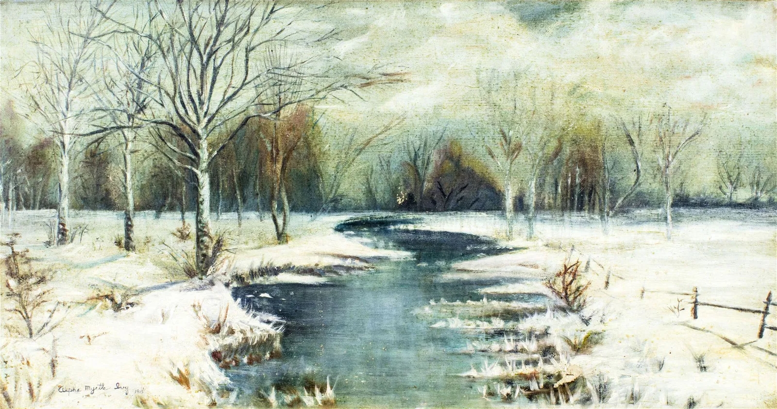 Alpha Myrtle Ivy | Winter River Landscape (1915) | MutualArt