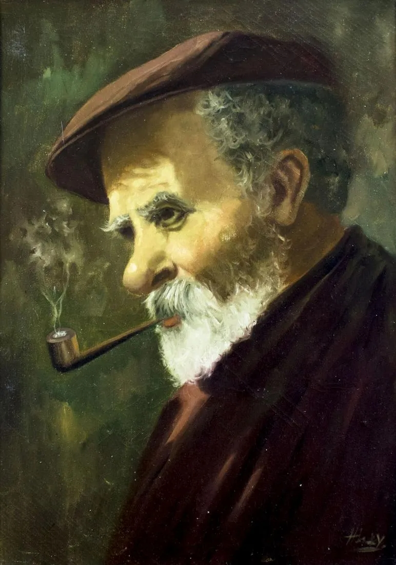 American School, 20th Century | Portrait of Old Man with Pipe | MutualArt