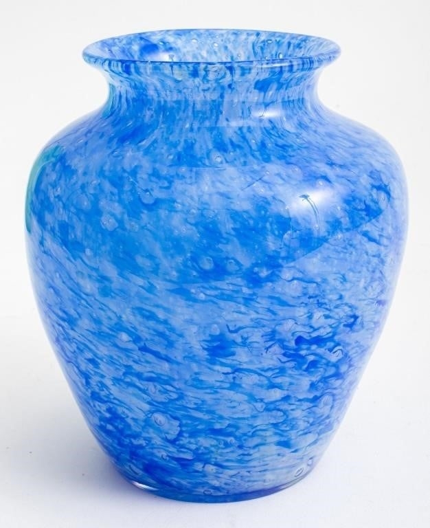 Frederick Carder | Carder Steuben Blue Cluthra Glass Vase | MutualArt