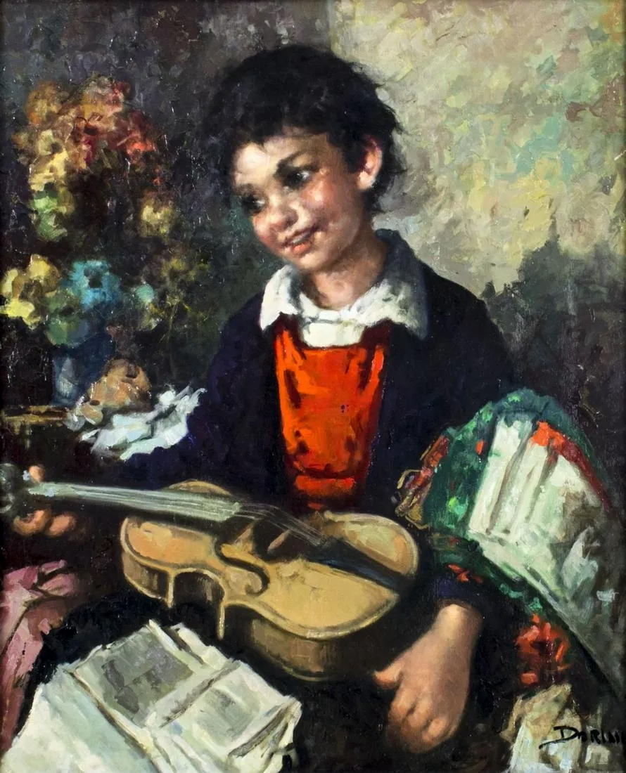 Augustus Dorini | Boy with Violin | MutualArt
