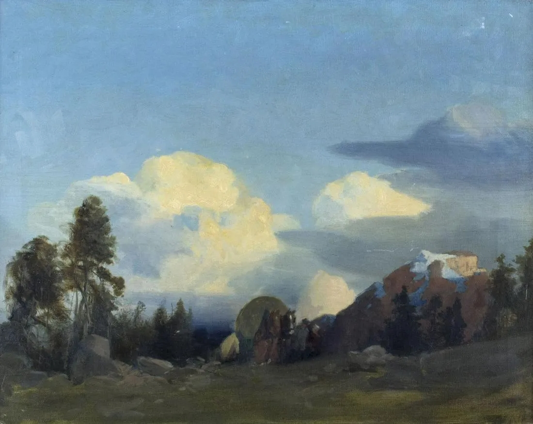 Clarence E. Braley | Landscape with Horse Drawn Wagon (1916) | MutualArt