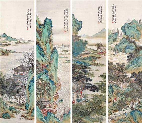 Chen Da | Four screens of ancient landscapes by Chen Da | MutualArt