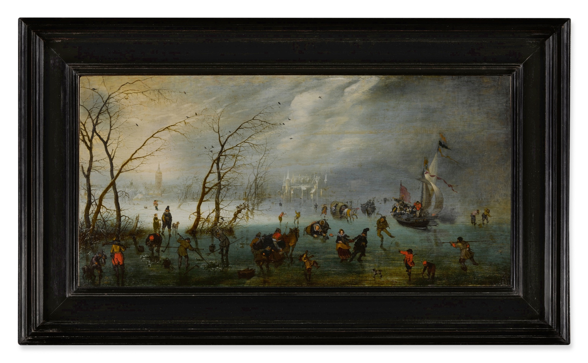 Adriaen Pietersz. van de Venne | Winter landscape with skaters, eel ...