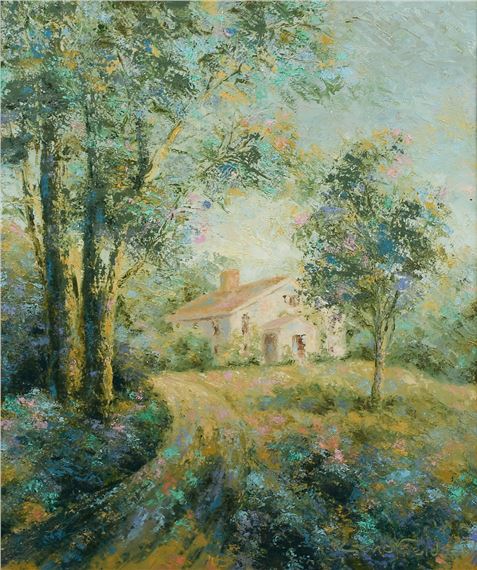 Peter Schofield | Impressionist Landscape with Homestead (1913) | MutualArt