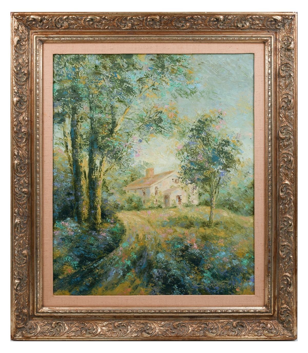 Peter Schofield | Impressionist Landscape with Homestead (1913) | MutualArt