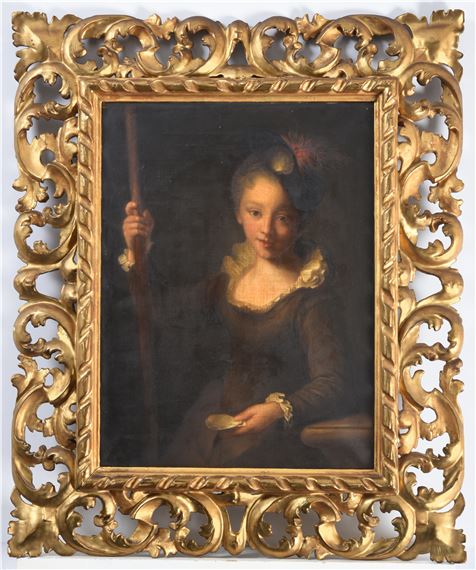 Alexis Grimou | Portrait of a Shepherdess holding pilgrims scallop ...