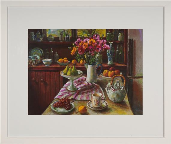 Margaret Olley | Still Life with Flowers & Pears | MutualArt