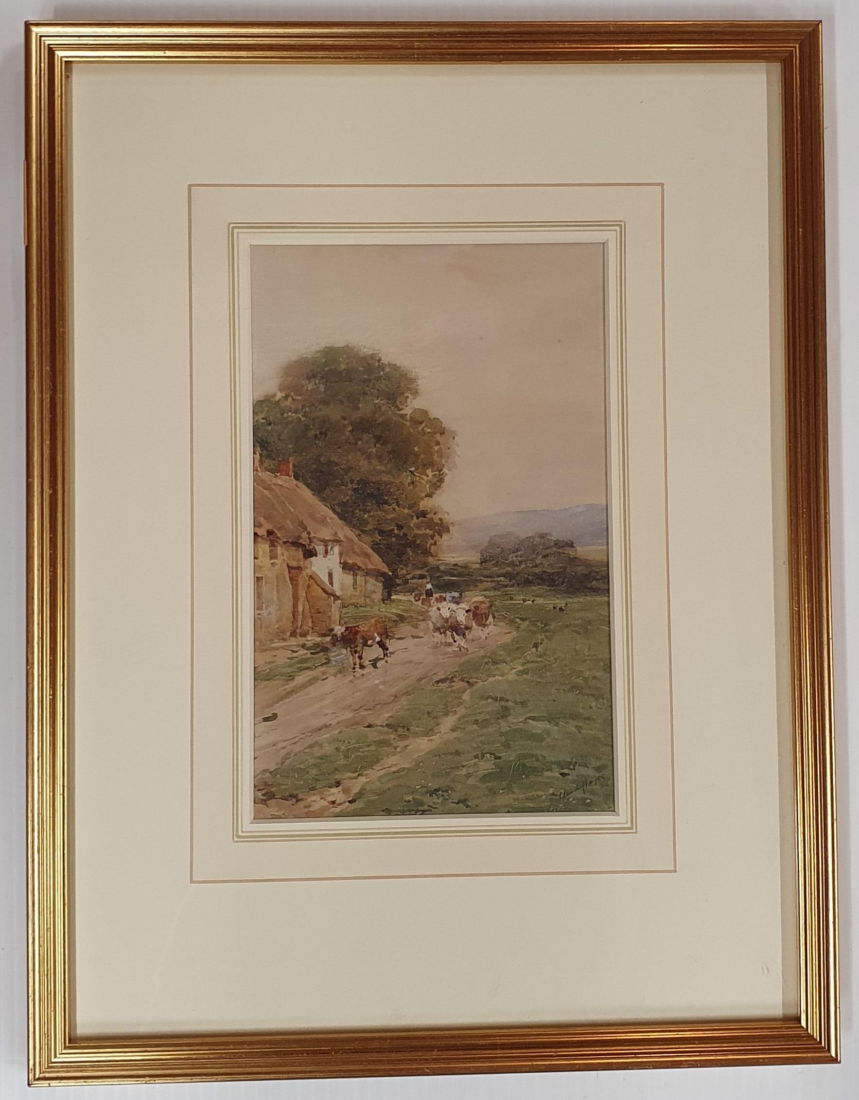 Claude Hayes | A Watercolour of a landscape with cattle (1852) | MutualArt