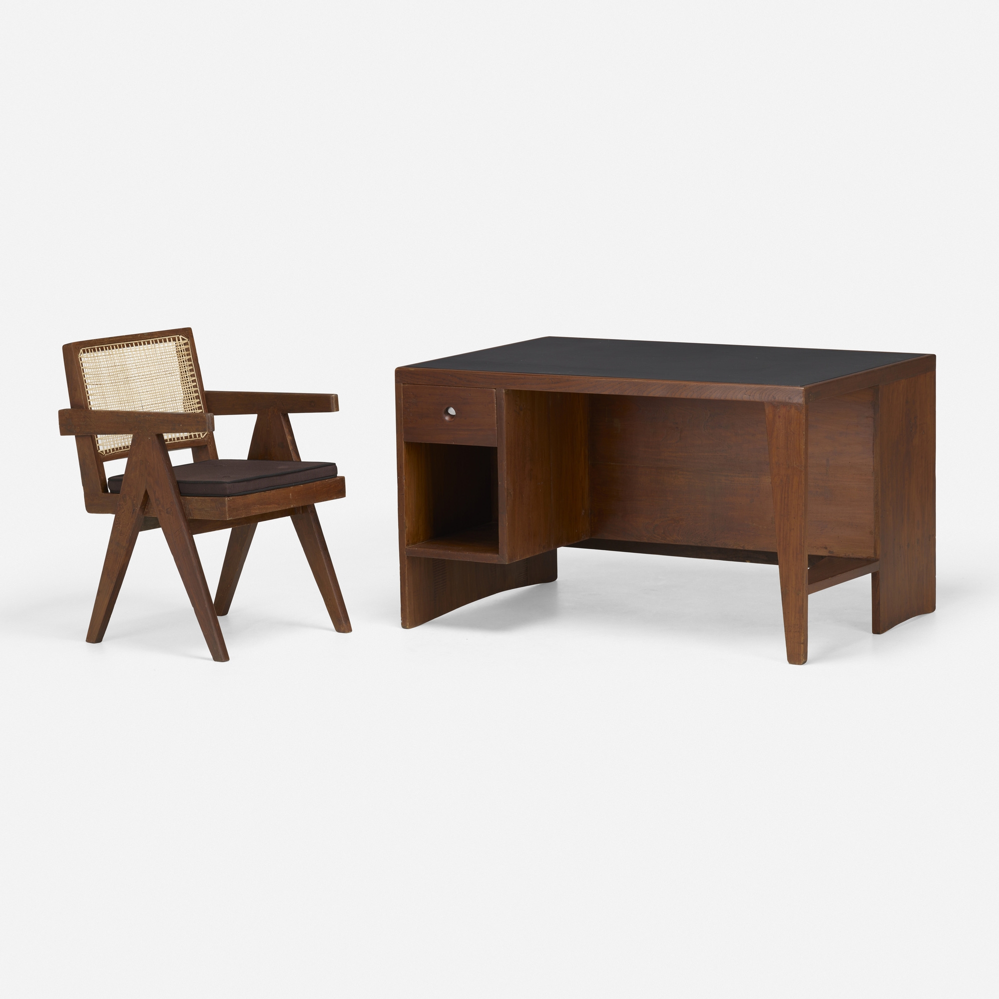 Pierre Jeanneret | Desk and Office Cane chair from the Administrative ...
