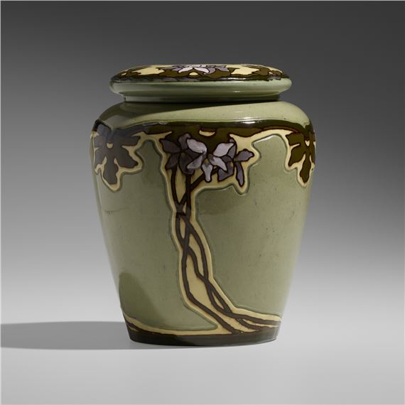 Frederick Hurten Rhead | Rare Della Robbia covered jar with African ...