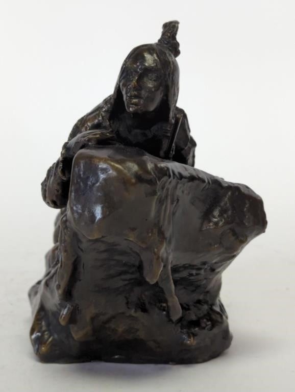 Carl Kauba | Carl Kauba Indian Bronze Sculpture 8L | MutualArt