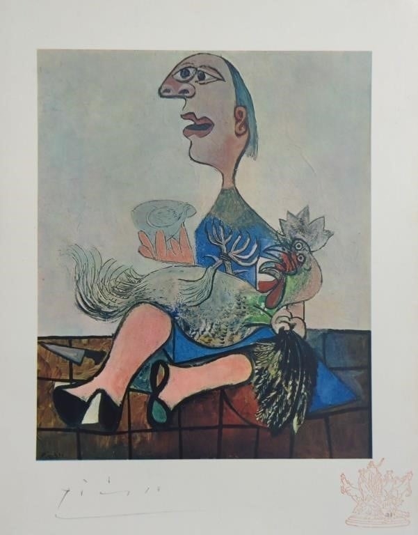 Pablo Picasso | Picasso Woman & Rooster Litho Hand Signed | MutualArt