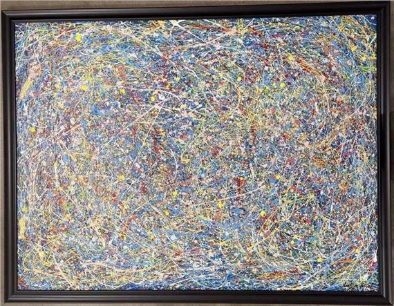 Jackson Pollock | HUGE Original in Manner of Jackson Pollock 45 x 60 | MutualArt