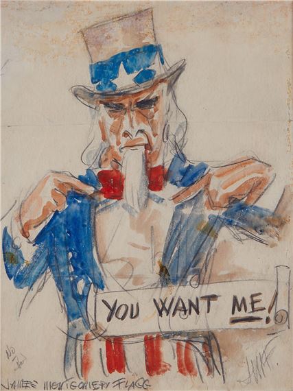 James Montgomery Flagg | James Montgomery Flagg Uncle Sam WC on Paper ...