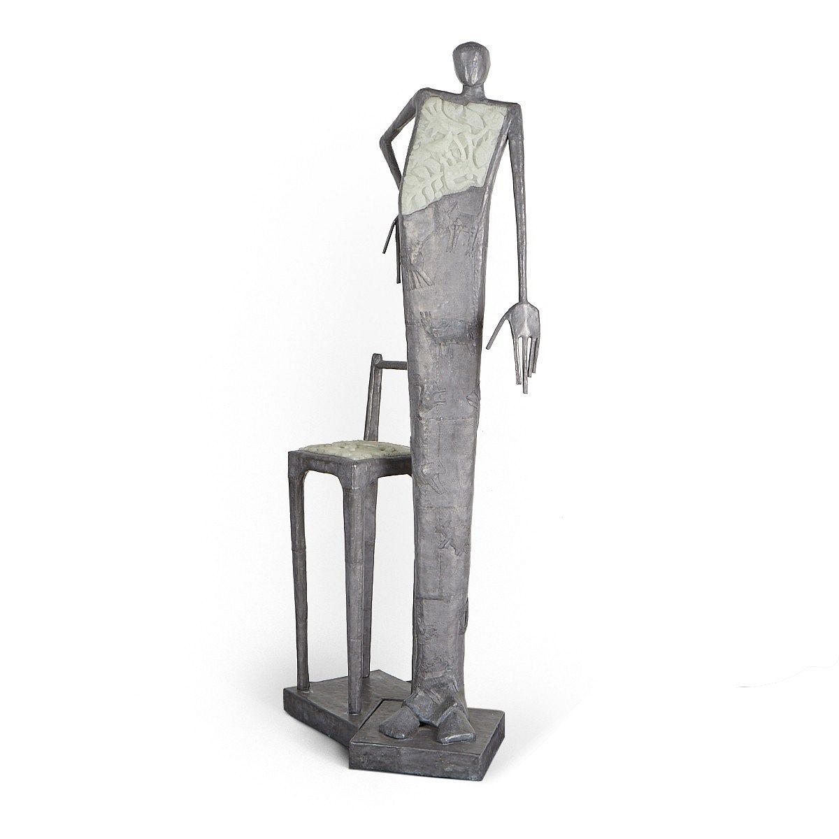 Leslie Hawk | Leslie Hawk Lead & Glass Sculpture Figure w/ Chair ...