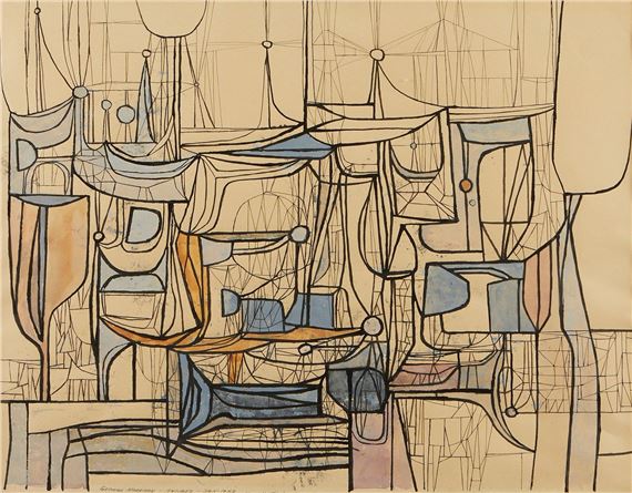 George Morrison | George Morrison Antibes 1953 Ink and Watercolor (1953 ...