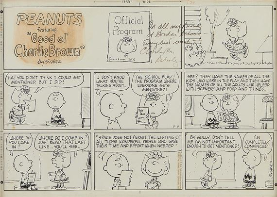 Charles Schulz | Original Peanuts Comic Strip Charles Schulz 1973 (1973 ...