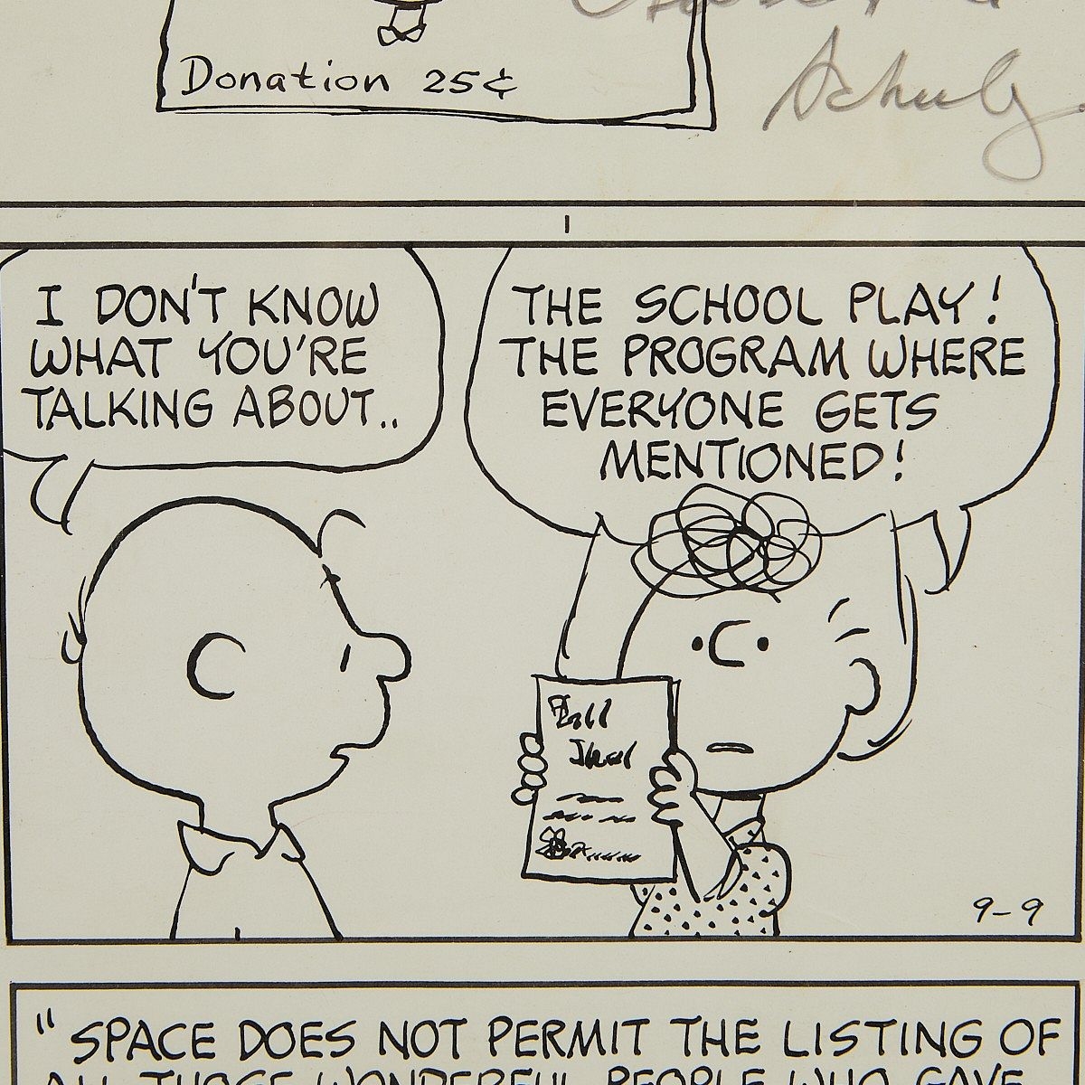 Charles Schulz | Original Peanuts Comic Strip Charles Schulz 1973 (1973 ...