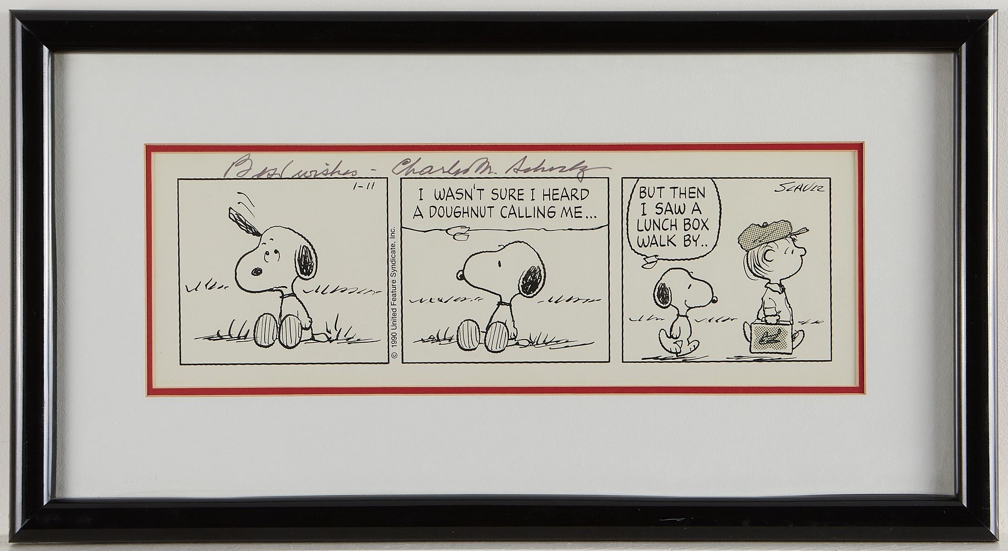 Charles Schulz | Original Peanuts Comic Strip Snoopy C. Schulz (1990) | MutualArt