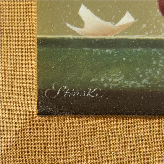 Gerald Paul Stinski | Gerald Stinski Painting Egg & Strawberry w/ Easel ...