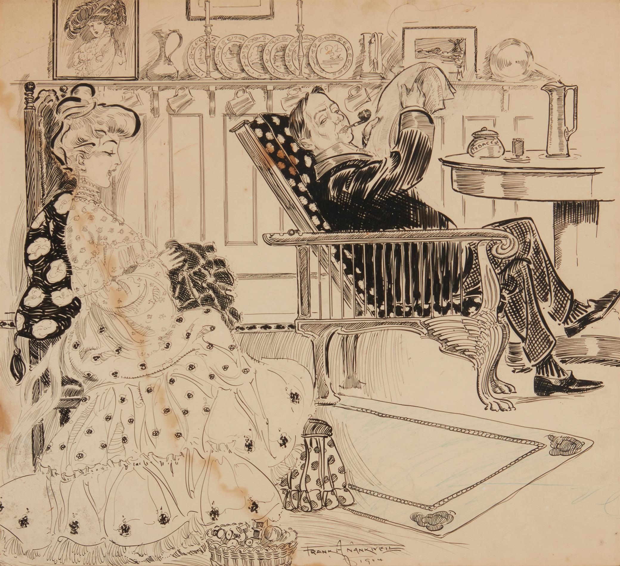 Frank Nankivell | A couple in a living room (1904) | MutualArt