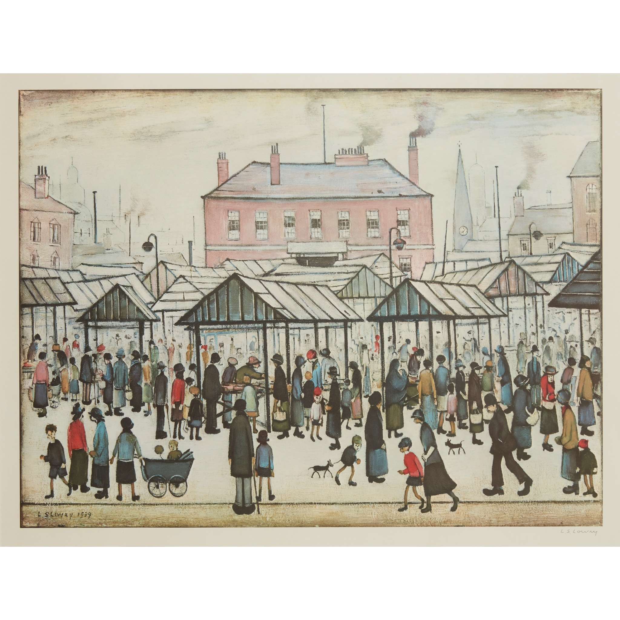 Laurence Stephen Lowry | MARKET SCENE IN A NORTHERN TOWN (1973) | MutualArt