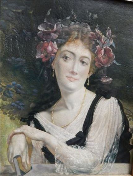 W. Wontner | Dame mit Blumenkranz und Schleier | MutualArt