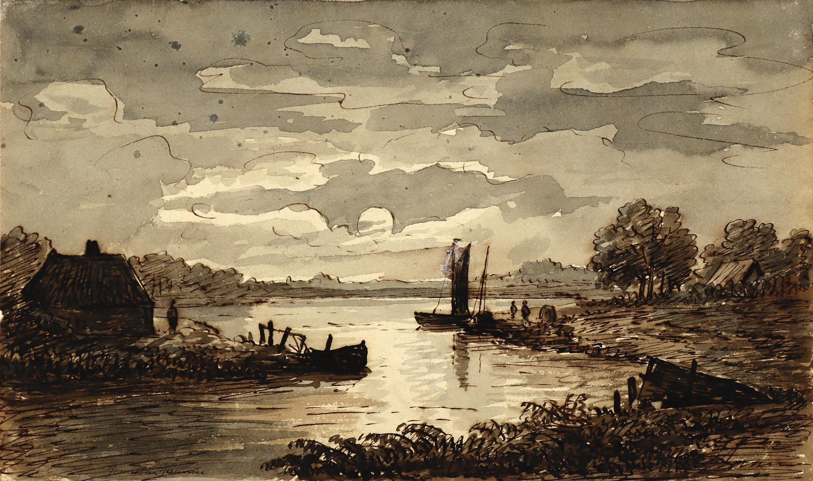 Remigius Adrianus Van Haanen | Holländische Flusslandschaft | MutualArt