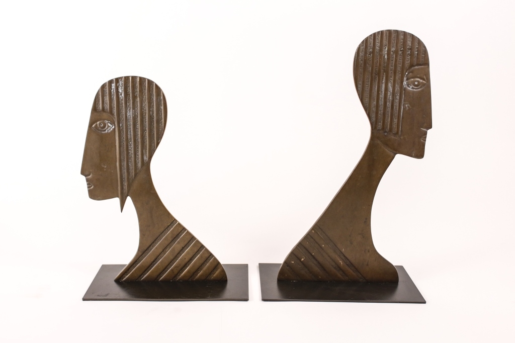 Art Deco School, 20th Century | Pair of Art Deco Style Bronze Profile ...