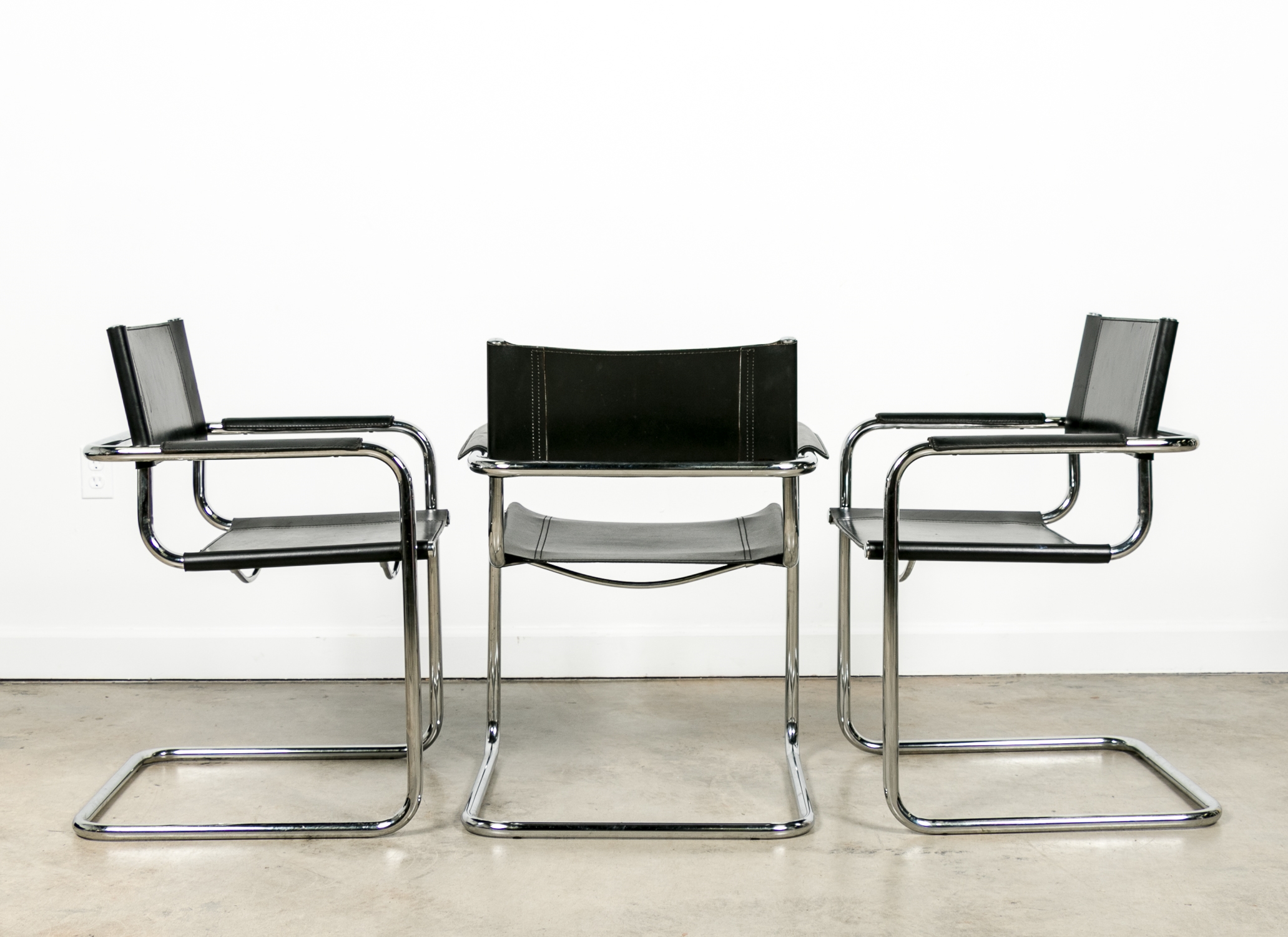Marcel Breuer | 3 Marcel Breuer Style Leather & Chrome Chairs | MutualArt