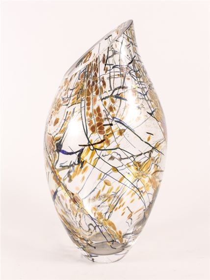 Tim Lazer | Large Tim Lazer Art Glass Abstract Dichroic Vase (1997 ...