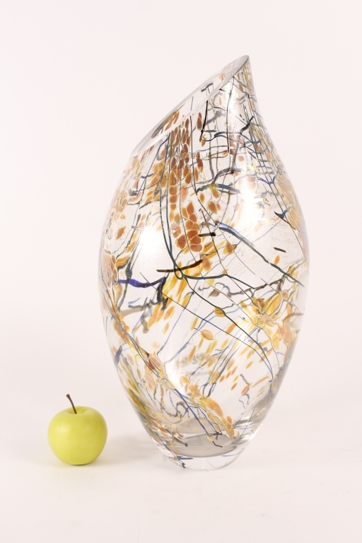 Tim Lazer | Large Tim Lazer Art Glass Abstract Dichroic Vase (1997 ...