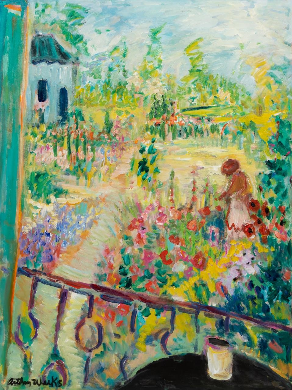 Arthur Weeks | ARTHUR WEEKS, IMPRESSIONIST GARDEN SCENE (1986) | MutualArt