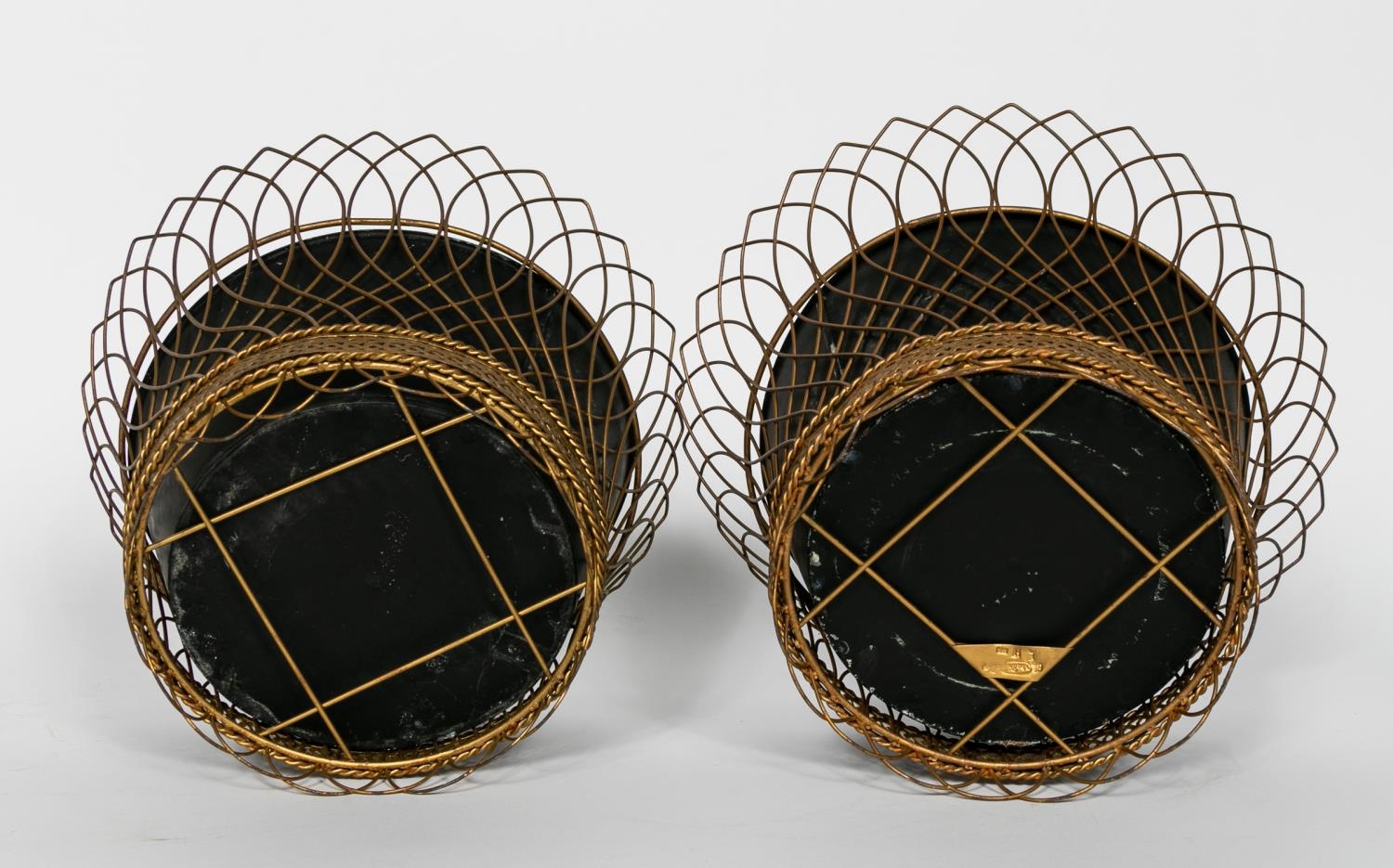 Planters | Pair of Open Work Wire Lattice Planters | MutualArt