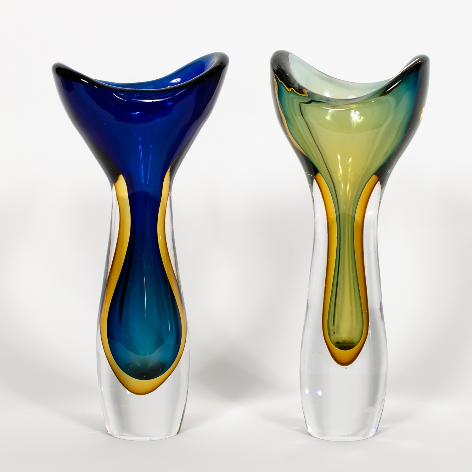 Ernest Gordon | Pair, Ernest Gordon for Kosta Sommerso Glass Vases ...