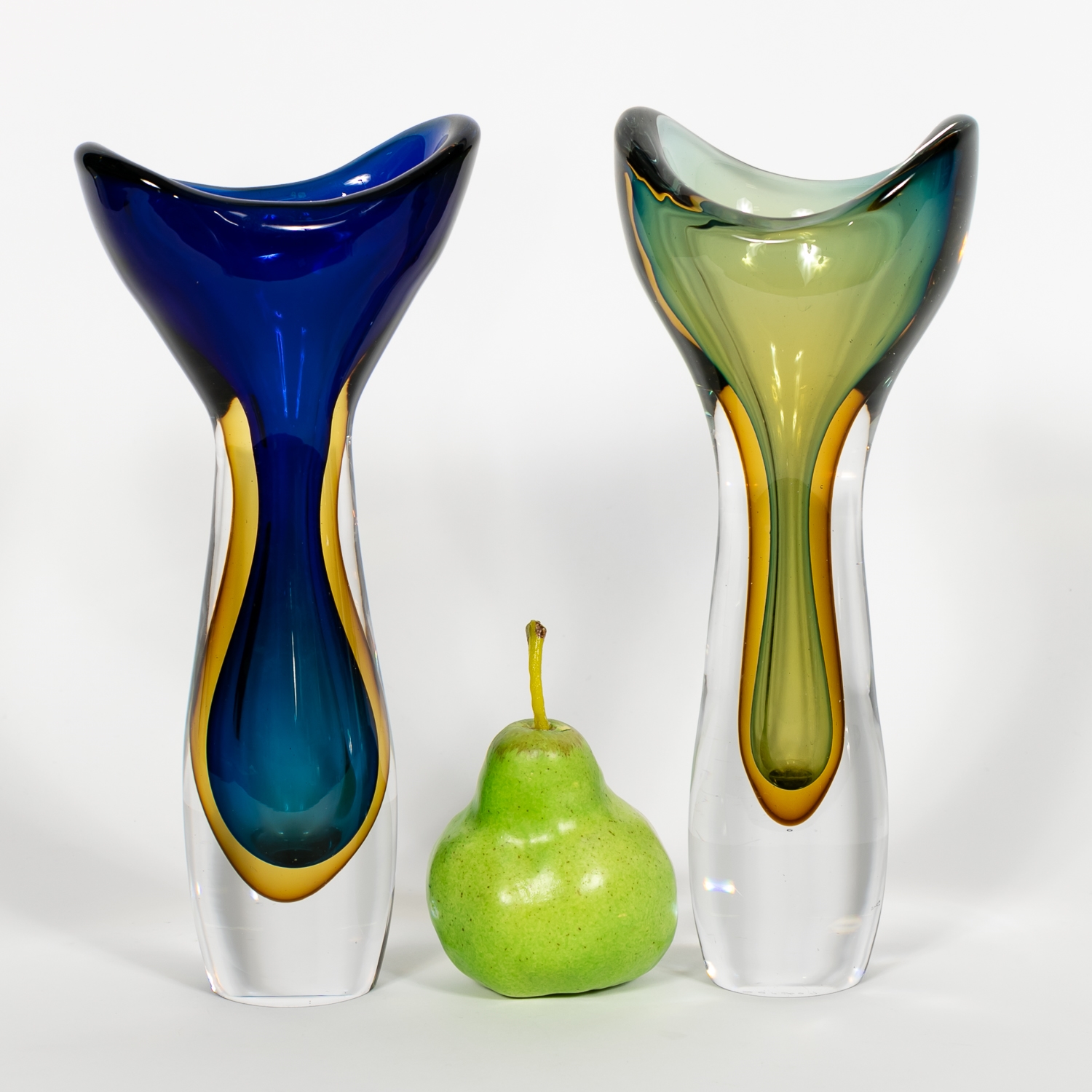 Ernest Gordon | Pair, Ernest Gordon for Kosta Sommerso Glass Vases ...