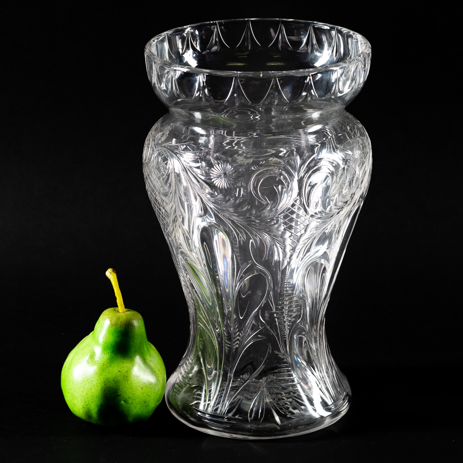 Unknown | 19th C. Webb Style Engraved Bulbous Glass Vase (19) | MutualArt