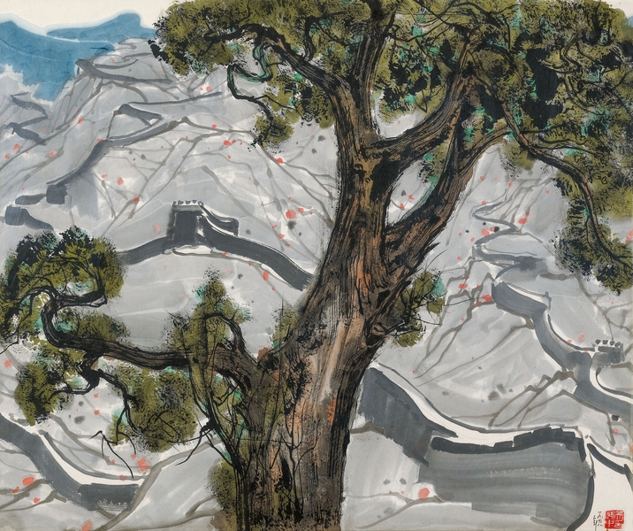 Wu Guanzhong | Ancient Tree Great Wall (1978) | MutualArt