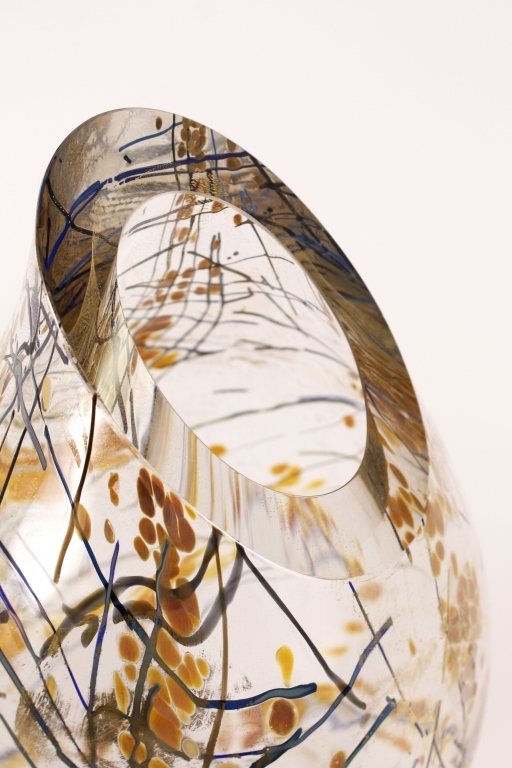 Tim Lazer | Large Tim Lazer Art Glass Abstract Dichroic Vase (1997 ...