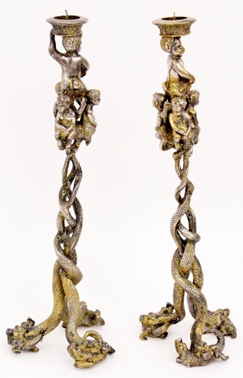 Continental School, 19th Century | Pair of Satyr & Serpent Form ...