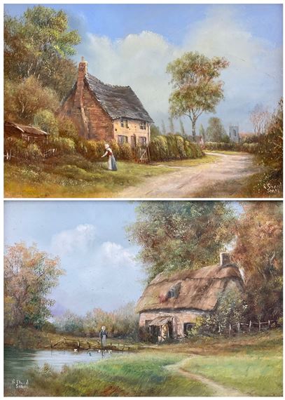 Richard Simm | Cottage Scene with Figure | MutualArt