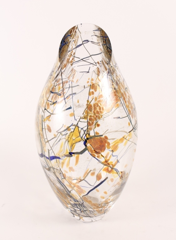Tim Lazer | Large Tim Lazer Art Glass Abstract Dichroic Vase (1997 ...