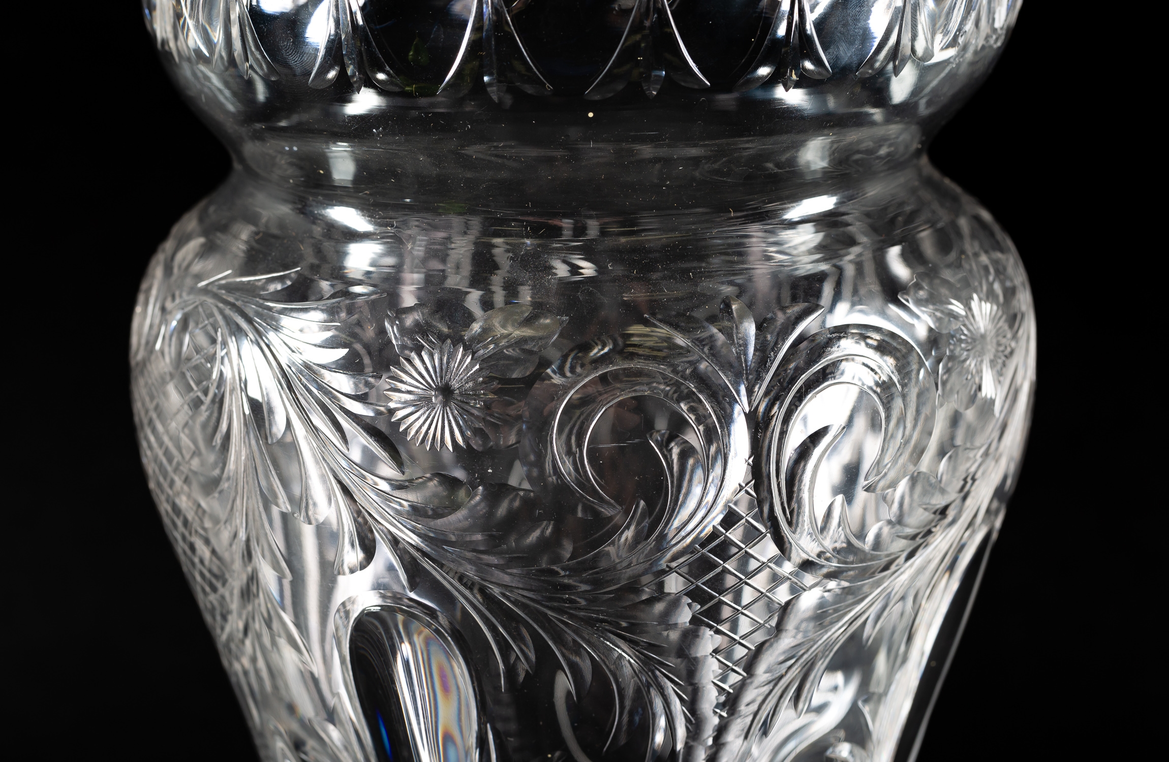 Unknown | 19th C. Webb Style Engraved Bulbous Glass Vase (19) | MutualArt