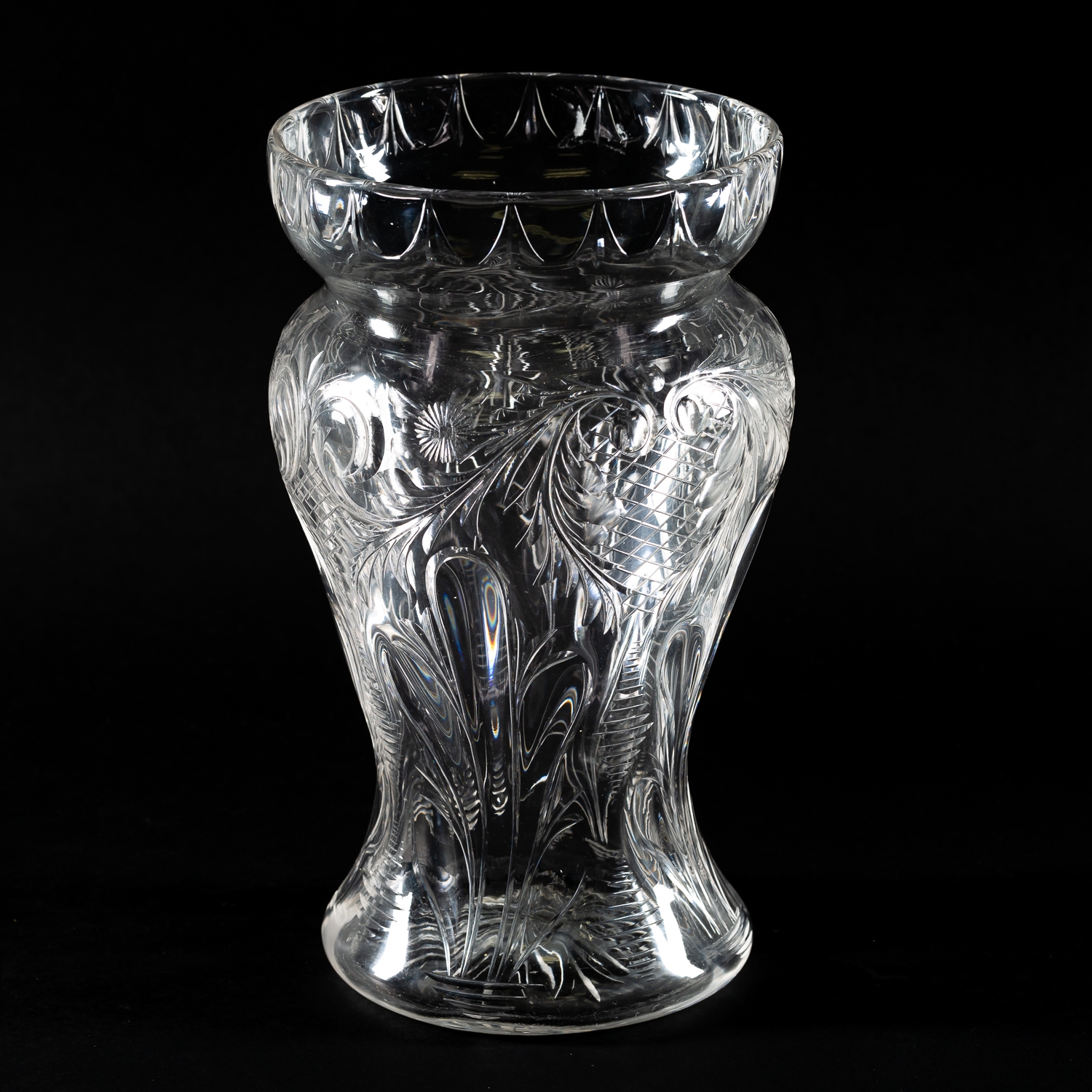 Unknown | 19th C. Webb Style Engraved Bulbous Glass Vase (19) | MutualArt