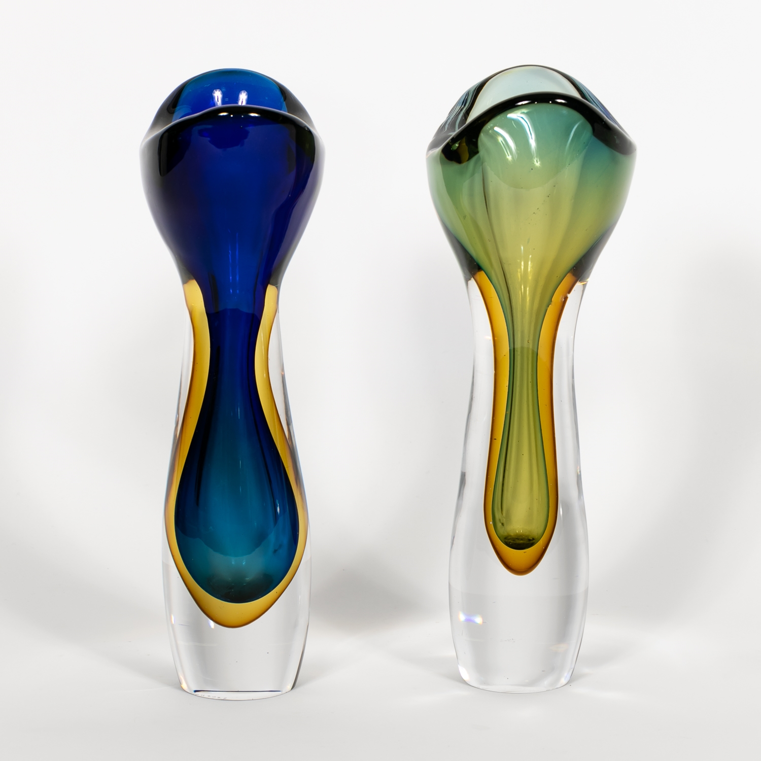 Ernest Gordon | Pair, Ernest Gordon for Kosta Sommerso Glass Vases ...