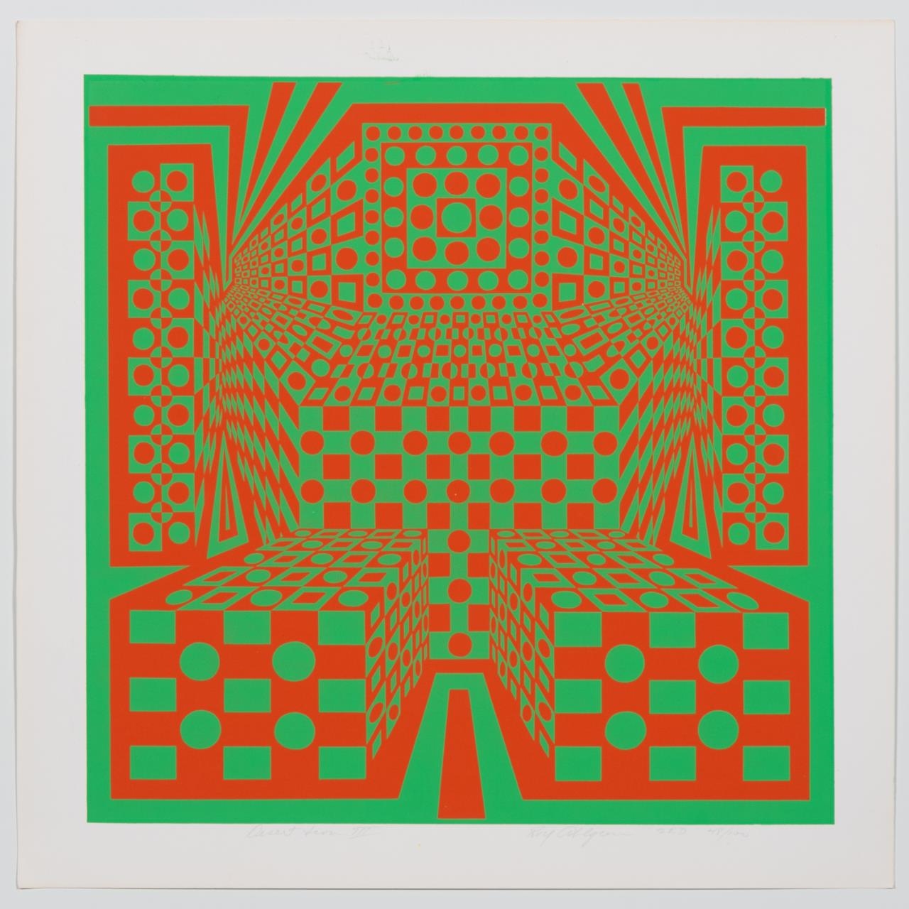 Roy Ahlgren | 3 Roy Ahlgren Optic Art Unframed Geometric Prints | MutualArt